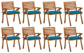 Zahradní židle s poduškami 8 ks masivní akáciové dřevo,  3075220