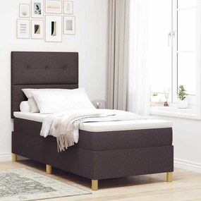 Postel s boxspringem s čelo Tmavě hnědá 80 x 200 cm textil 3339577