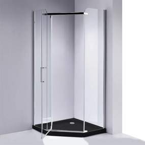 BPS-koupelny Pětiúhelníkový sprchový kout HYD-PK91A 80x80 cm chrom/transparent + vanička HYD-PSV-ST07A černá