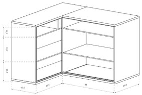 Mediolan - rohová komoda M15 LEVÁ - natural hikora