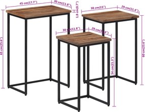 vidaXL Hnízdové konferenční stolky 3 ks masivní teakové dřevo [358534]