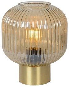 LUCIDE Stolní retro lampa Malot Amber, průměr 20cm