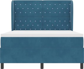 Postel s boxspringem s čelo Tmavě modrá 200 x 140 cm samet 3340878