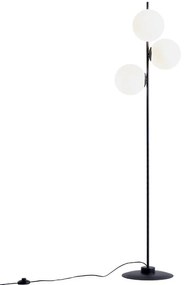 OnaDnes -20% Nordic Design Bílo černá skleněná stojací lampa Bubbly 155 cm