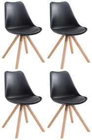 Jídelní židle Bordon - 4 ks - umělá kůže - přírodní rám | černé