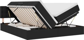 Postel s úložným prostorem s čelo Černá 200 x 200 cm Umělá kůže 3370957