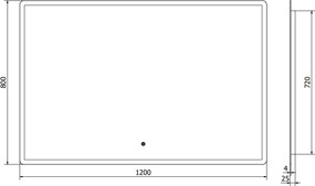 Mexen Navia, LED koupelnové zrcadlo s podsvícením 120 x 80 cm, 6000K, ochrana proti zamlžování, 9803-120-080-611-00