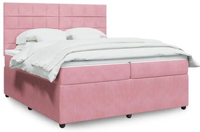Box spring postel s matrací růžová 200x200 cm samet 3292435