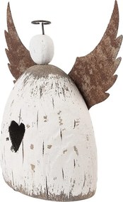Dekorace dřevěná figurka anděl se srdíčkem Angel Rustic L - 19*6*21 cm