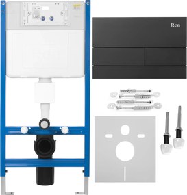 Rea Rea, Podomítkový WC systém K011A-Q + tlačítka T Black, KPL-E0056