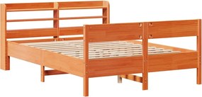 Postel bez matrace voskově hnědá 150 x 200 cm masivní borovice 3306926