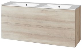 Mereo Mereo, Aira, koupelnová skříňka s keramickým umyvadlem 121 cm, bílá, dub, šedá, CN723