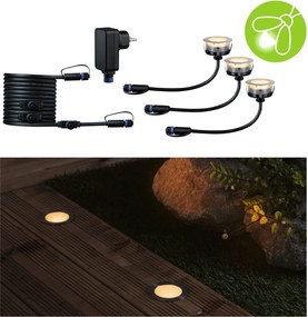 P 94722 Plug & Shine LED zemní svítidlo Floor základní sada neláká hmyz IP67 2200K 3x2W 21VA stříbrná - PAULMANN
