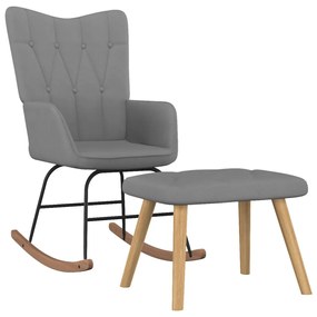 vidaXL Houpací křeslo se stoličkou tmavě šedé textil