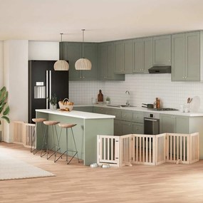 Zábrana pro psy s dvířky skládací 9 panelů 450 cm topol 3155641