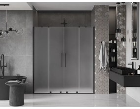 Mexen Velar Duo, posuvné sprchové dveře do otvoru 200 cm, 8mm sklo námraza, černá matná, 871-200-000-32-70