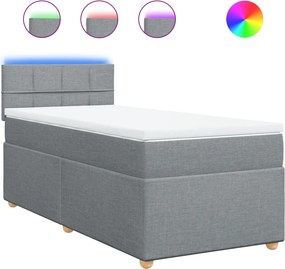 Box spring postel s matrací světle šedá 90x200 cm textil 3288863