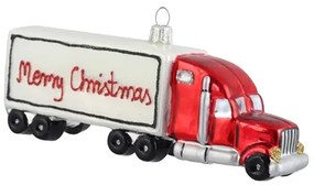 Skleněná ozdoba náklaďák Merry Christmas
