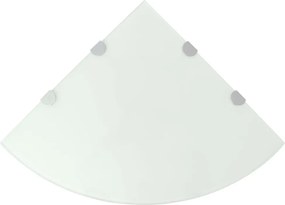 vidaXL Rohová police s chromovými podpěrami sklo 45x45 cm [243854] Barva: Bílá