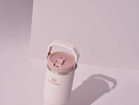 Světle růžová termoska z nerezové oceli 410 ml IceFlow™ Flip Straw 2.0 Tumbler Rose Quartz – Stanley