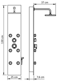 vidaXL Marketos Sprchový panel skleněný 25 x 44, 6 x 130 cm černý