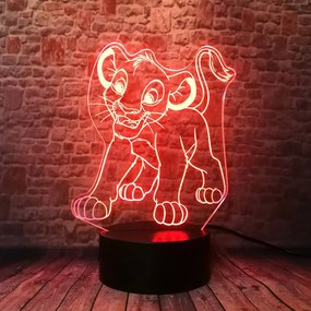 3D LED Lampička Simba Lví král