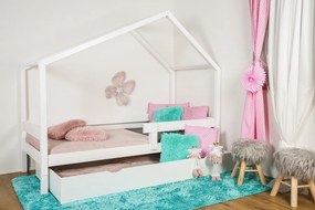 MAXIDO Dětská postel domeček Dita s přistýlkou 160x80 bílá