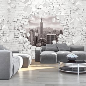 Fototapeta - New York a 3D Brickwall (254x184 cm)