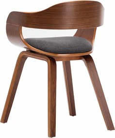 Jídelní židle tmavě šedá textil a ohýbané dřevo 283132