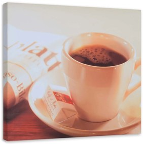 Obraz na plátně Šálek kávy a noviny - 30x30 cm