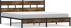 Kovový rám postele bez matrace kouřový dub 183 x 213 cm 3308483