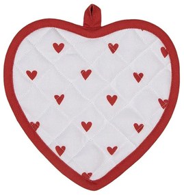 Bílo-červená chňapka - podložka se srdíčky Love It - 20*20 cm