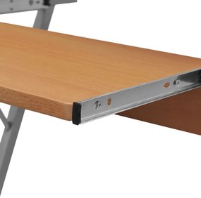 Pojízdný počítačový stůl s výsuvnou deskou | hnědý