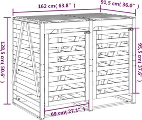 vidaXL Úložný box na dvě popelnice šedý masivní borové dřevo [3157690] Barva: Přírodní borovice