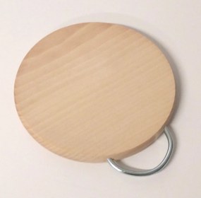 Buková krájecí deska - prkénko kulaté s nerezovým úchytem - 22 cm