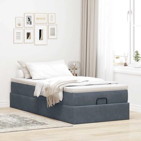 Osmanský rám postele s matrací tmavě šedá 100x200cm samet 3311166