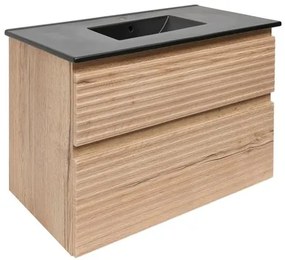 Koupelnová skříňka 2 zásuvková s umyvadlem Naturel Savona 78x53x44,8 cm dub Halifax mat SAVONA280DHC