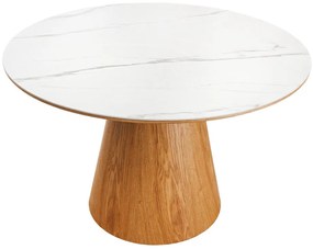 Invicta Světlý jídelní stůl UNIQUE ø120 cm bílý mramor 45144