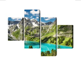 Vícedílný obraz Krystalické Jezero V Horách 3D Nedostatek Nedostatek Plátno Canvas 80x50