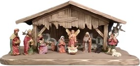 AMADEA Dřevěný šedohnědý betlém s figurkami 45 cm