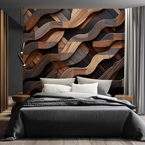 Gario Fototapeta Dřevěné abstraktní vlny Materiál: Vliesová, Rozměry: 200 x 140 cm