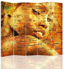 Ozdobný paraván Žena Mapa - 180x170 cm, pětidílný, klasický paraván