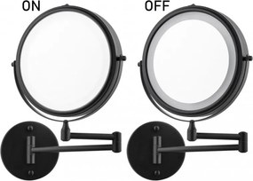 Erga Eda, LED osvětlené kosmetické zrcadlo na make-up ø20 cm, černá matná, ERG-YKA-CH.EDA-BLK