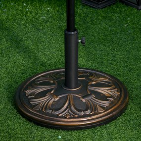 Stojan na slunečník Outsunny 13 kg – Stojan na slunečníky s držákem pro tyče průměru 35 mm/38 mm/48 mm do zahrady, na balkon, starožitný bronz