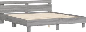 Rám postele s čelem šedý sonoma 200 x 200 cm kompozitní dřevo 3207397