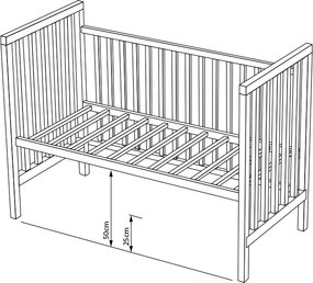 Dětská postýlka Scarlett KAMILA (borovice) stahovací bočnice - bílá 120 x 60 cm