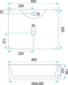 Rea Kelly Mini, umyvadlo na desku 410x310x130 mm, imitace kamene-Aiax Shiny, REA-U6504