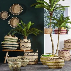 Set 2 košů z mořské trávy Afula green - Ø50*22+Ø60*26