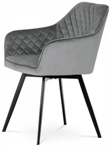 Jídelní židle šedá sametová látka, kovové nohy, černý matný lak DCH-425 GREY4