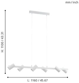 Eglo 98687 - Lustr na lanku GATUELA 6xE14/25W/230V
